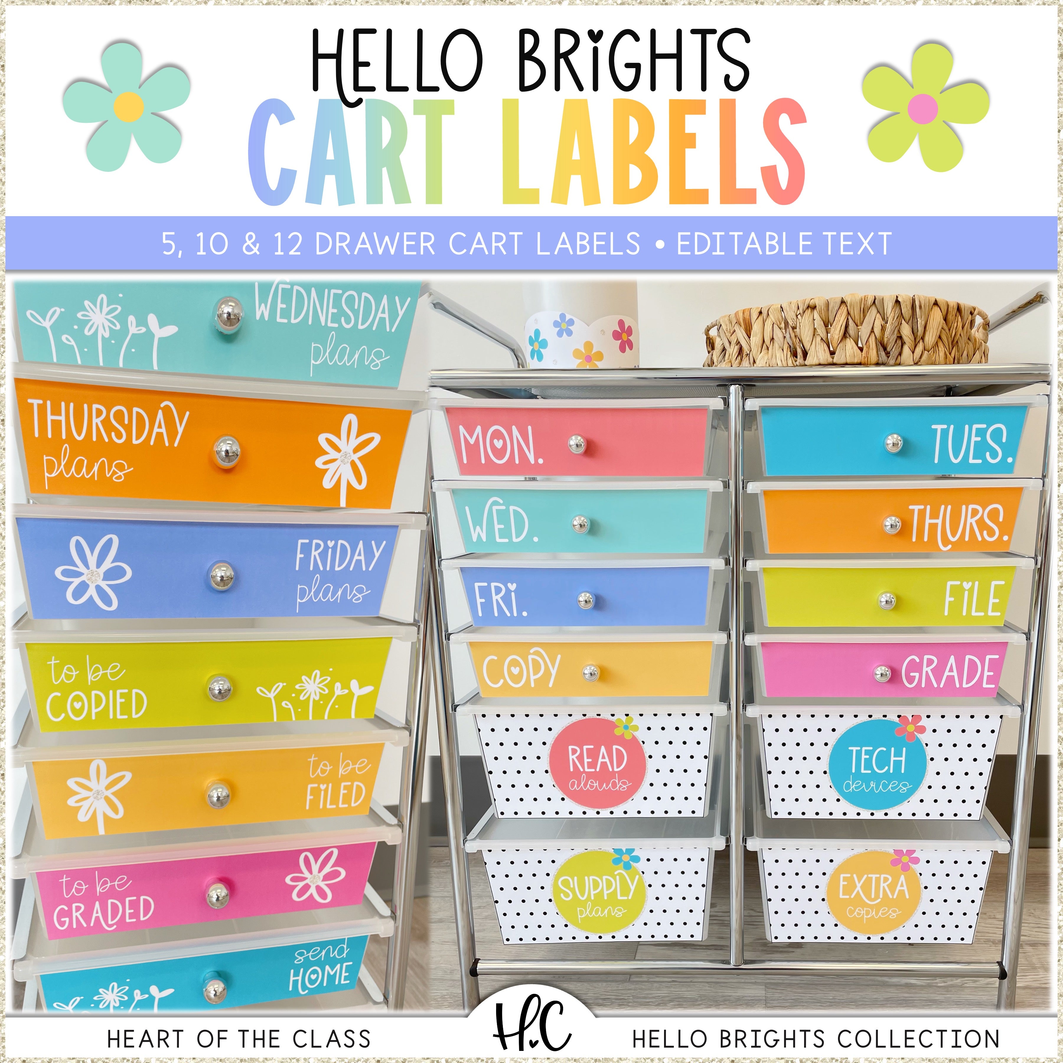 Hello Brights Rolling Cart Labels – Heart of the Class