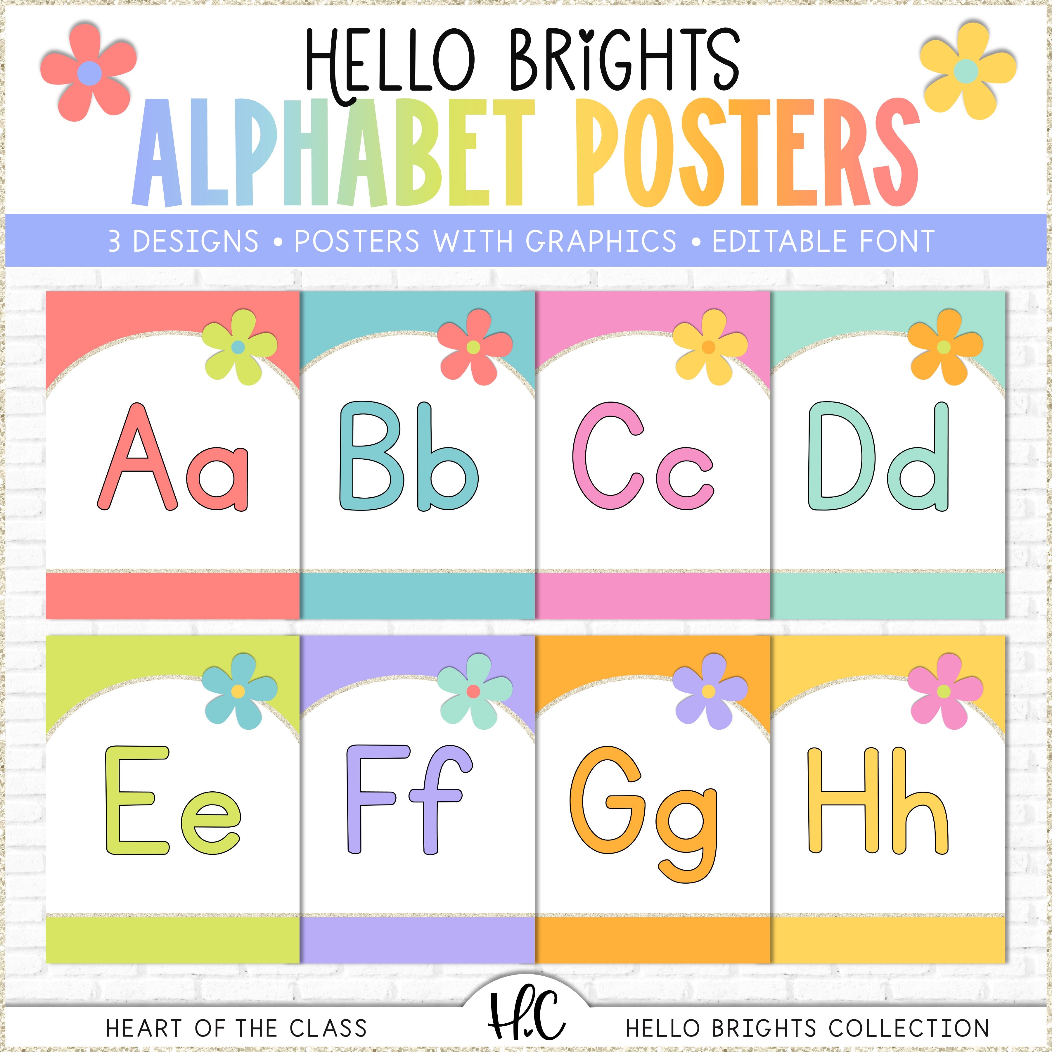 Hello Brights Alphabet Posters – Heart of the Class