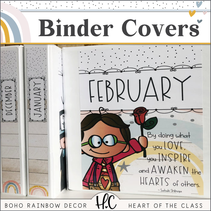 Boho Rainbow Monthly Binder Covers – Heart of the Class