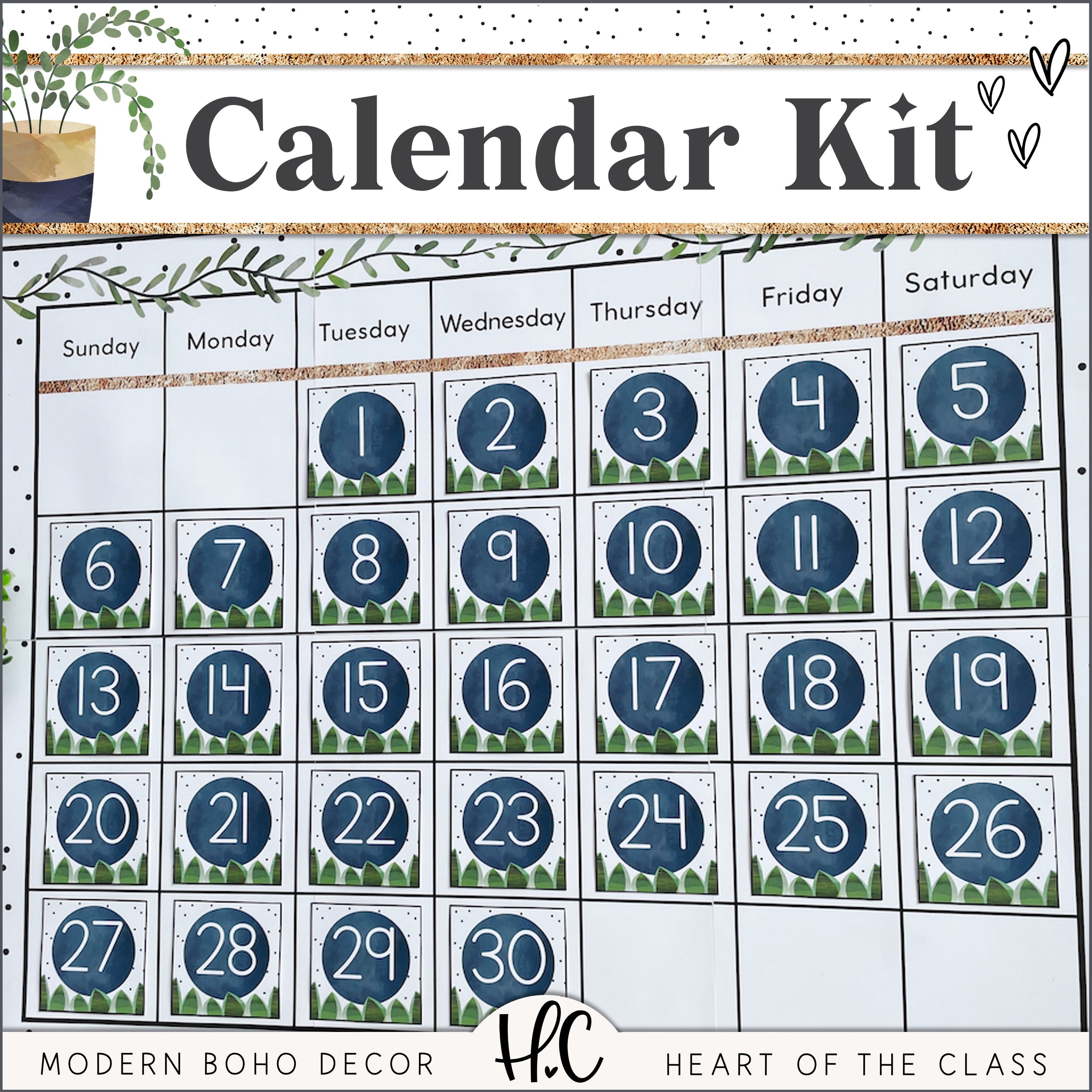 Modern Boho Classroom Calendar – Heart of the Class