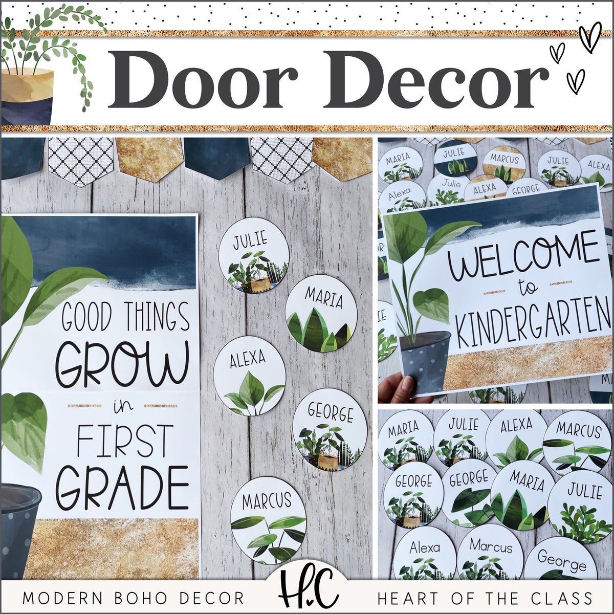 Modern Boho Classroom Door Decor – Heart of the Class