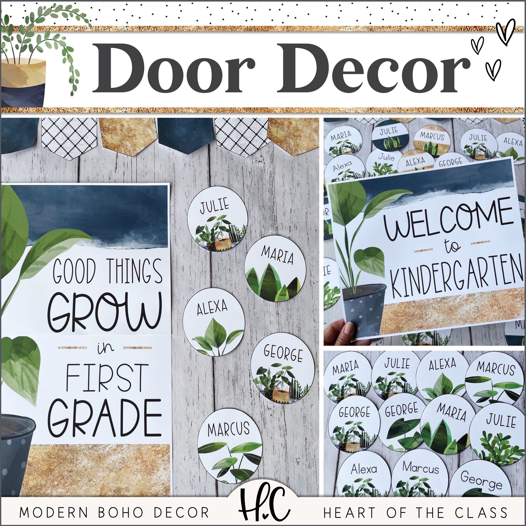 Modern Boho Classroom Door Decor – Heart of the Class