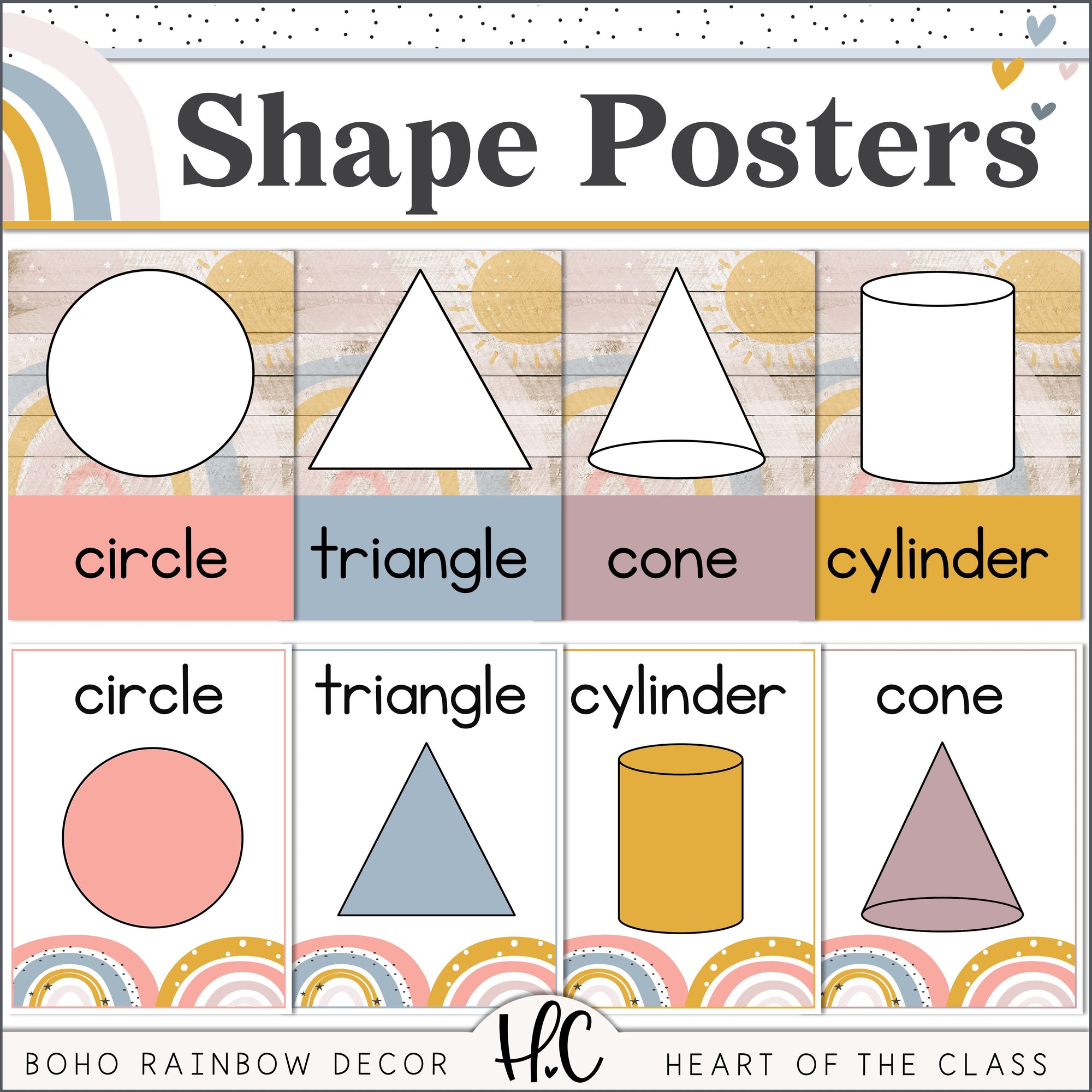 Boho Rainbow Shape Posters – Heart of the Class