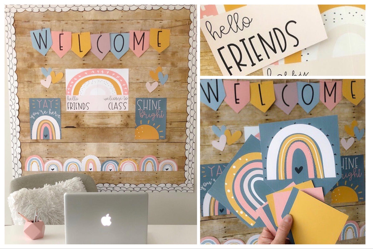 Free Boho Rainbow Bulletin Board – Heart of the Class