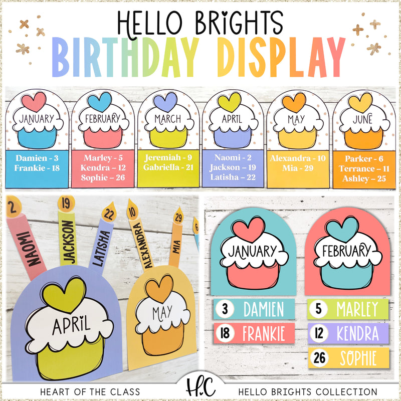 Hello Brights Classroom Birthday Bulletin Board – Heart of the Class