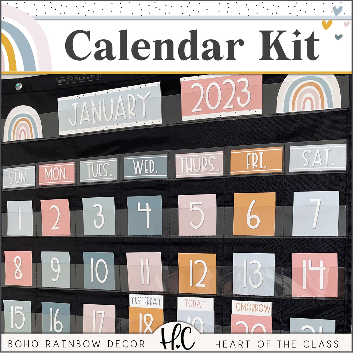 Boho Rainbow Classroom Calendar – Heart of the Class