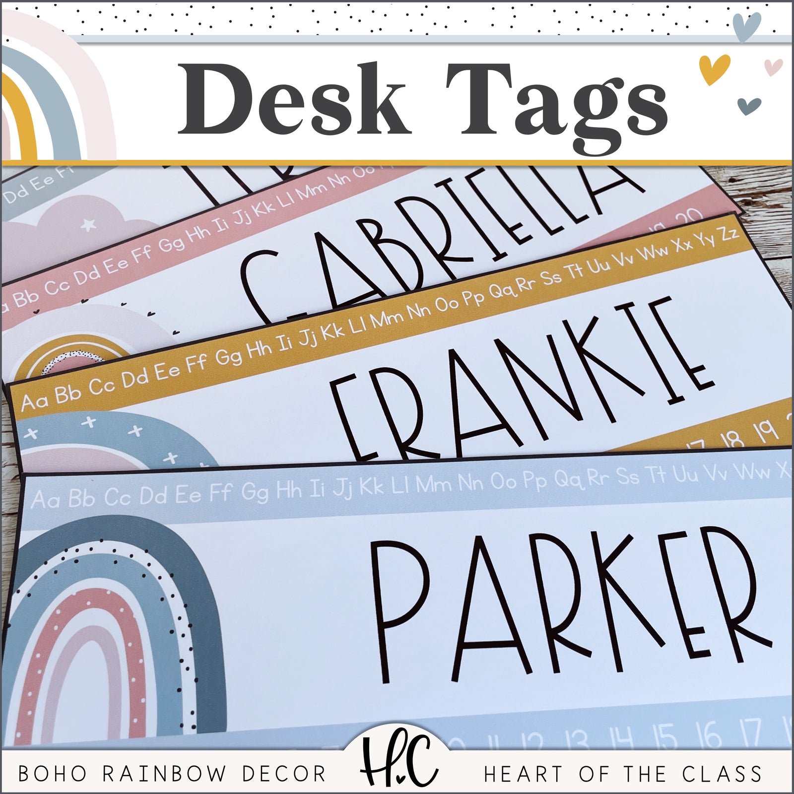 Boho Rainbow Desk Name Tags – Heart of the Class