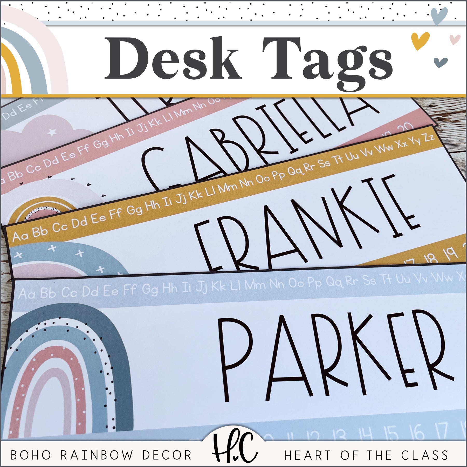 Boho Rainbow Desk Name Tags – Heart of the Class