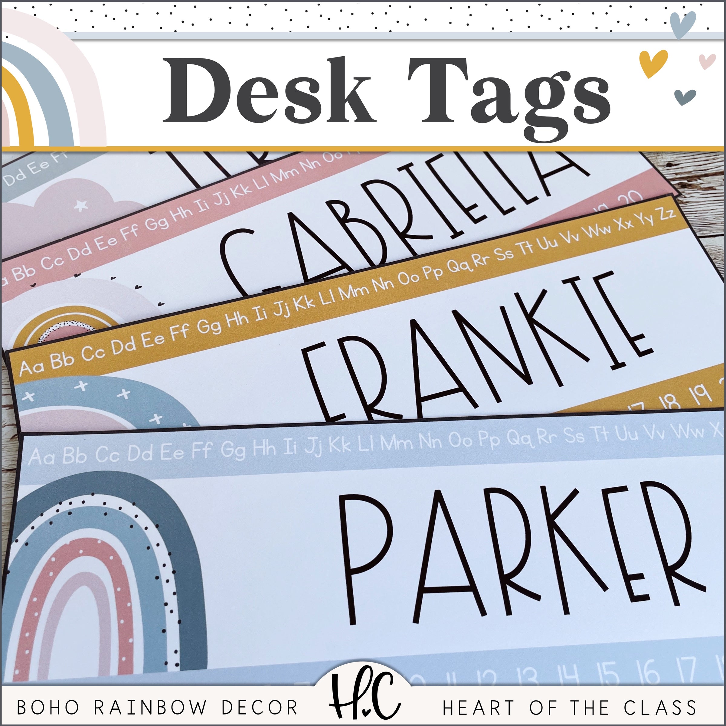 Boho Rainbow Desk Name Tags – Heart of the Class