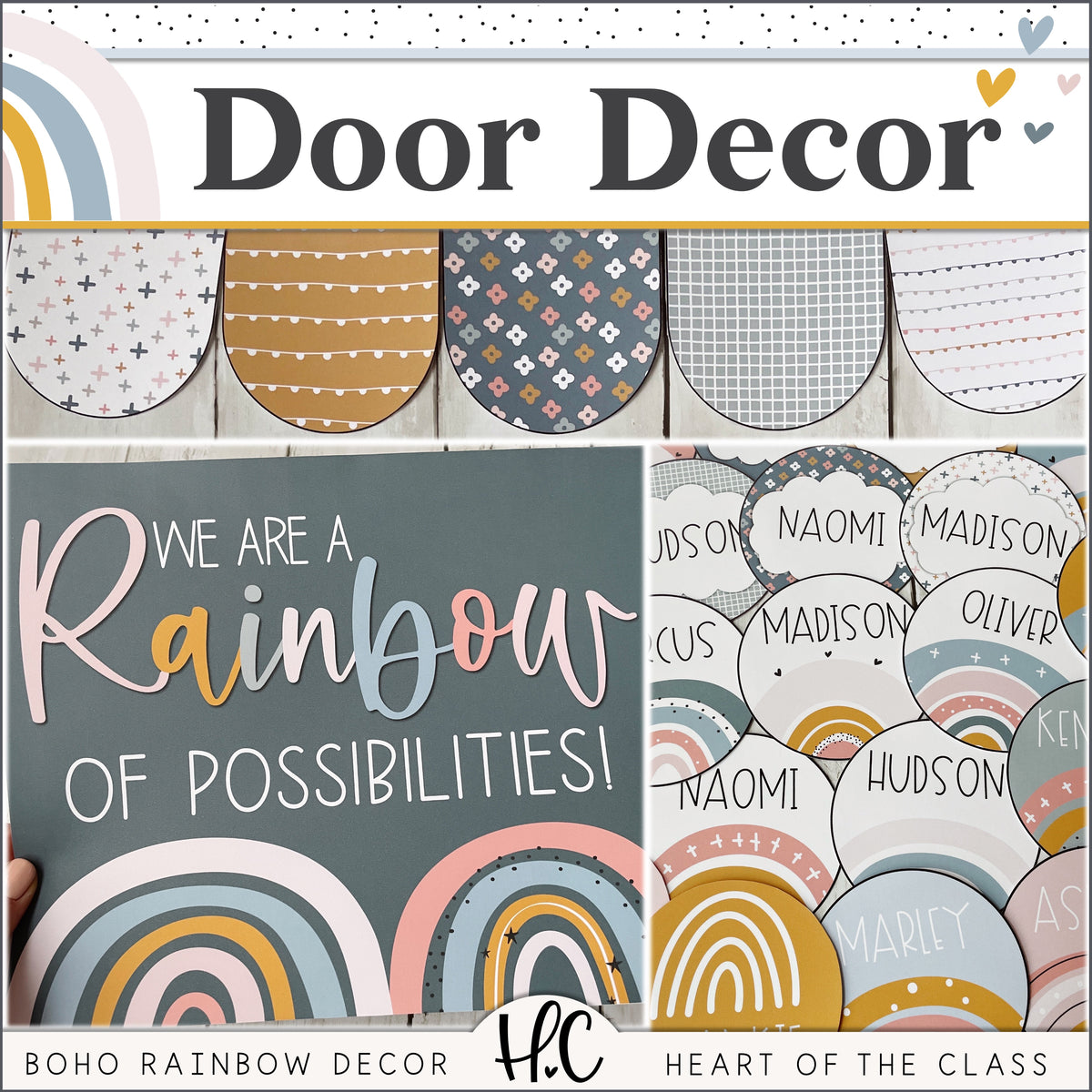 Boho Rainbow Door Decor – Heart of the Class