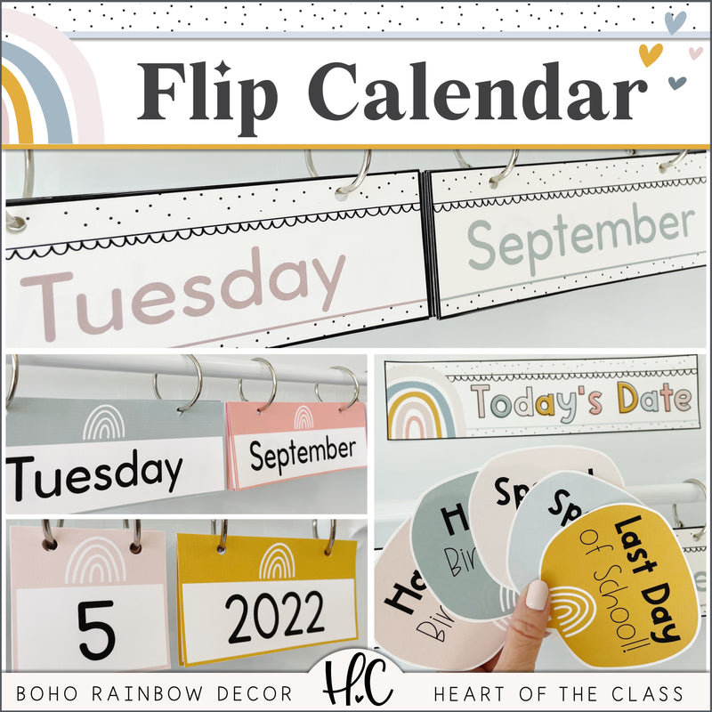 Boho Rainbow Flip Calendar – Heart of the Class