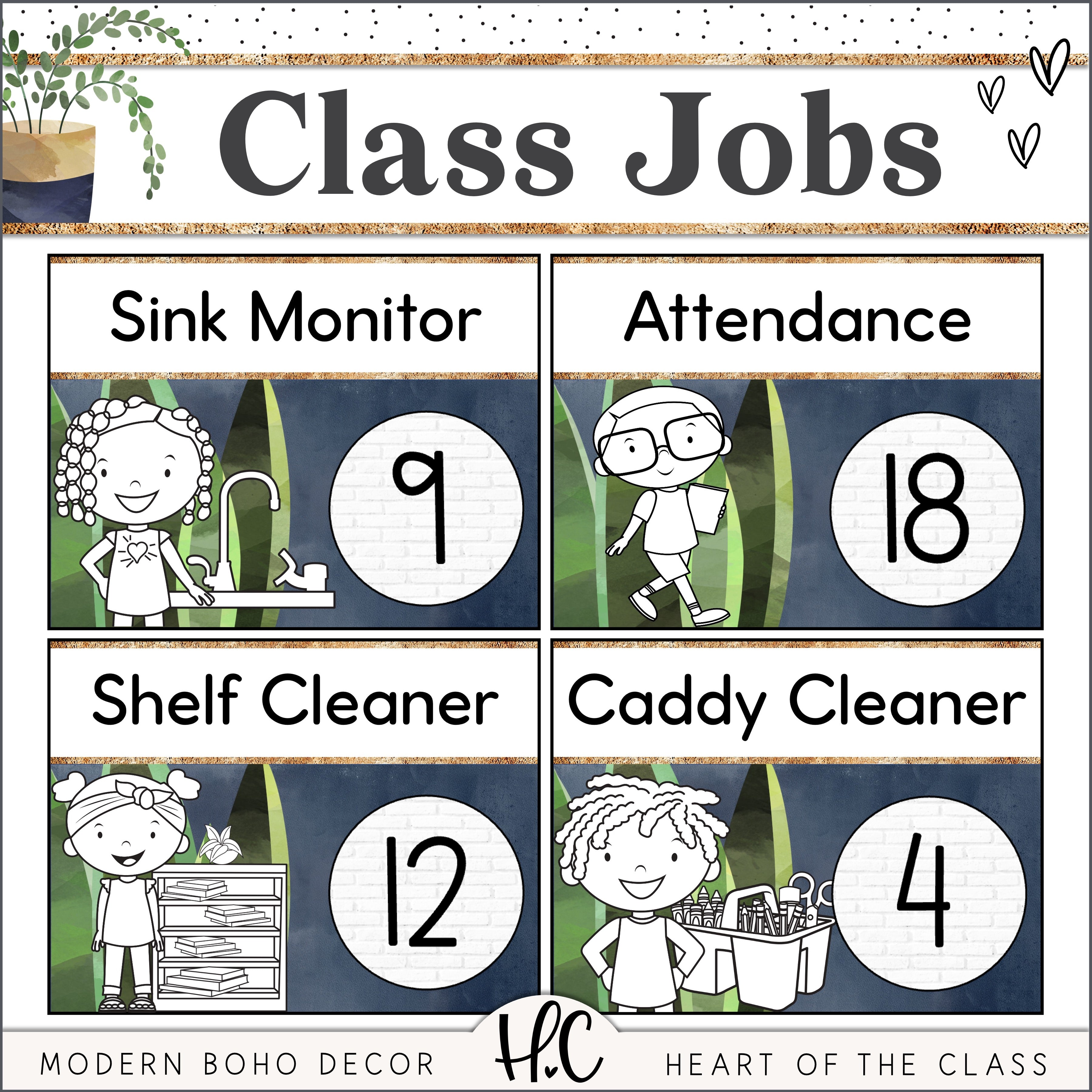 Modern Boho Classroom Jobs – Heart of the Class