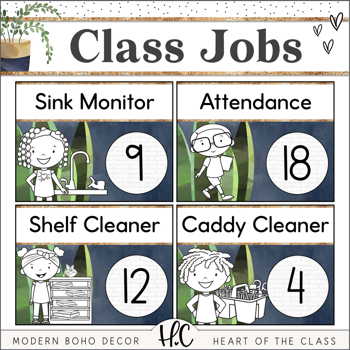 Modern Boho Classroom Jobs – Heart of the Class