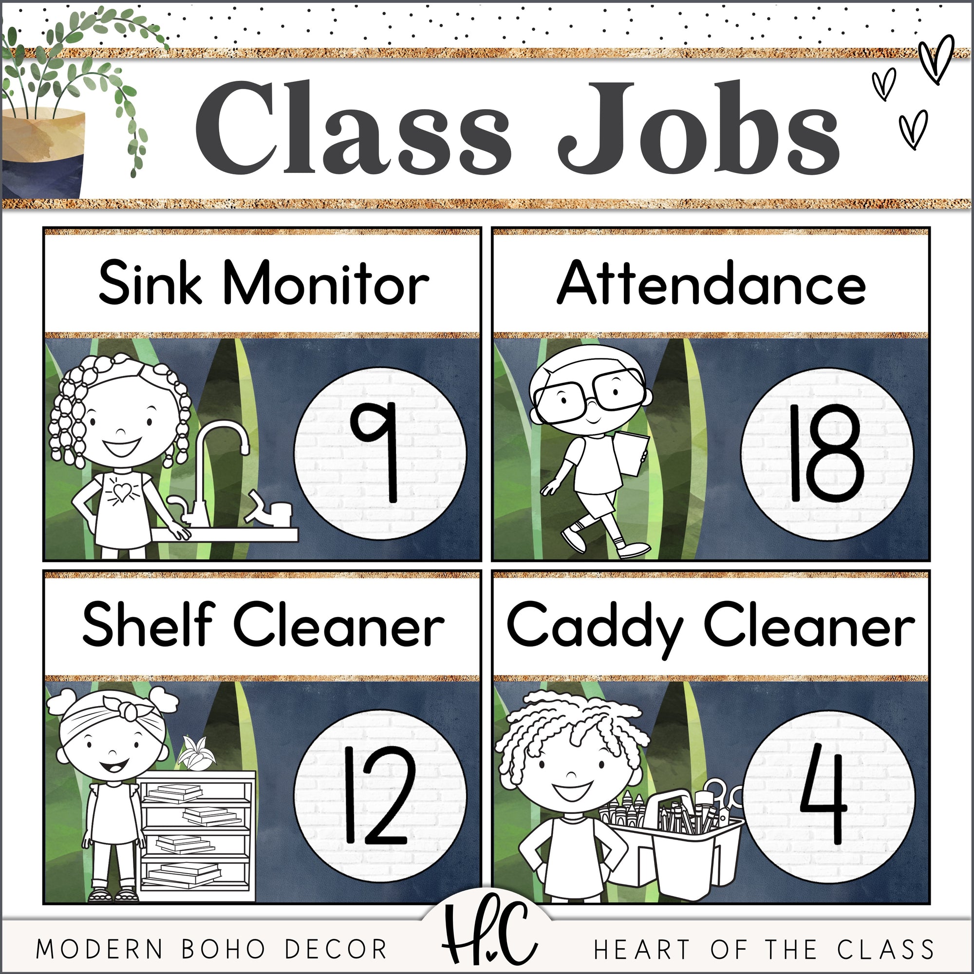 Modern Boho Classroom Jobs – Heart of the Class