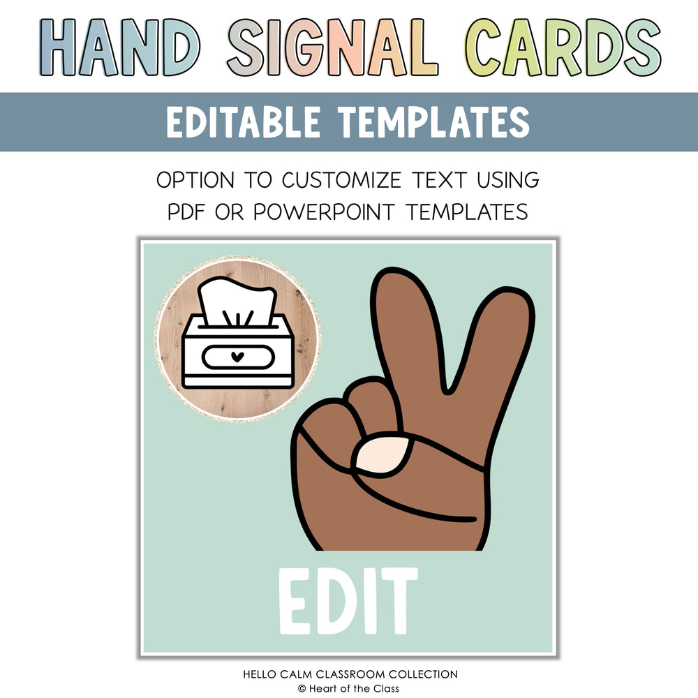 Hello Calm Classroom Hand Signal Posters w/ Visuals and Editable Text ...