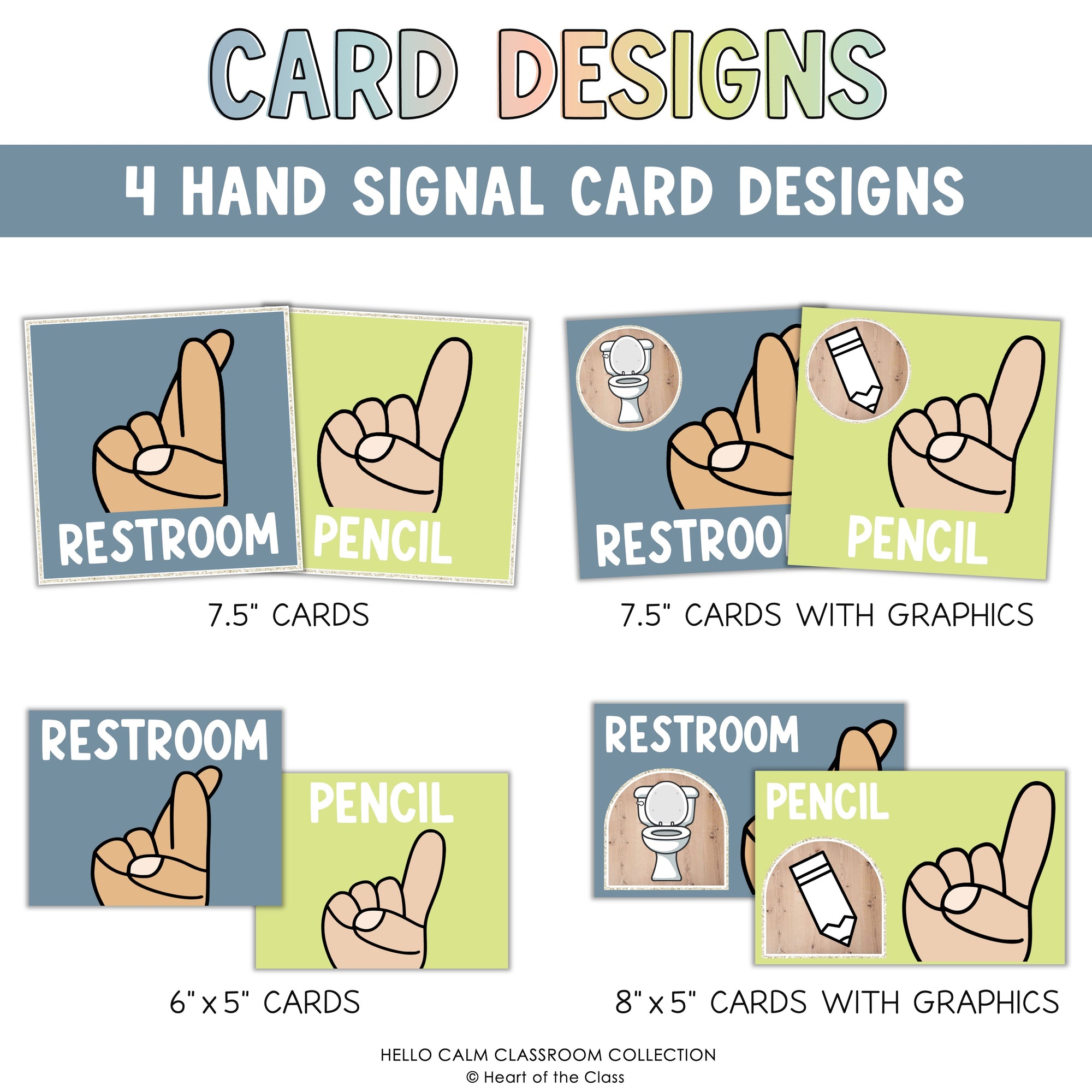 Hello Calm Classroom Hand Signal Posters w/ Visuals and Editable Text ...