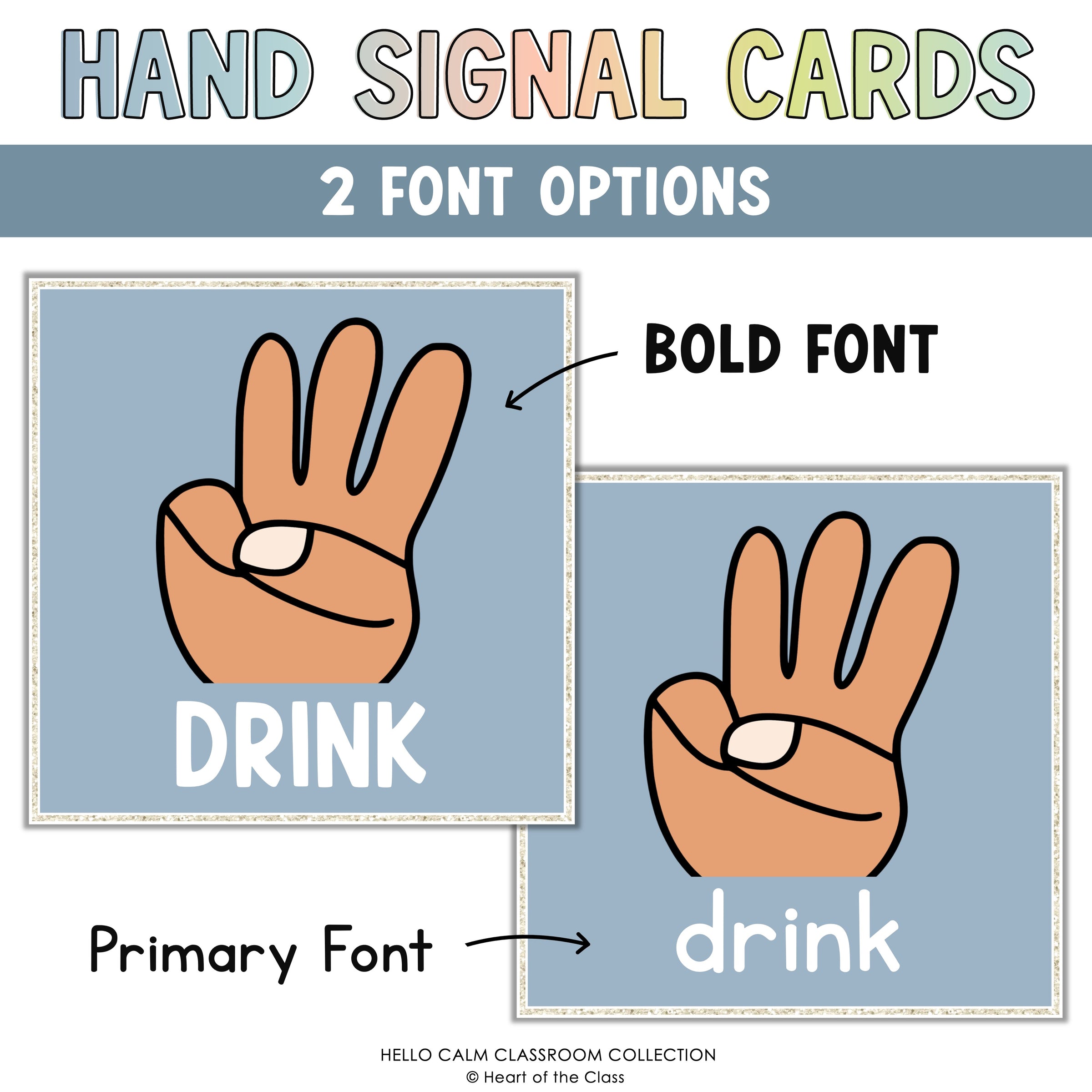 Hello Calm Classroom Hand Signal Posters w/ Visuals and Editable Text ...