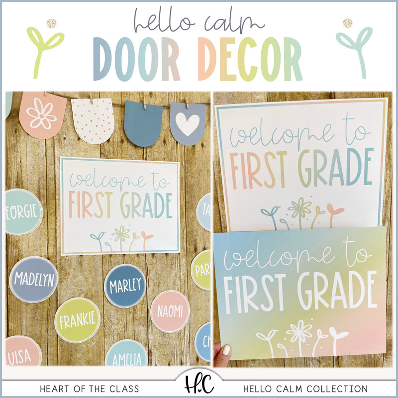 Hello Calm Classroom Door Decor – Heart of the Class