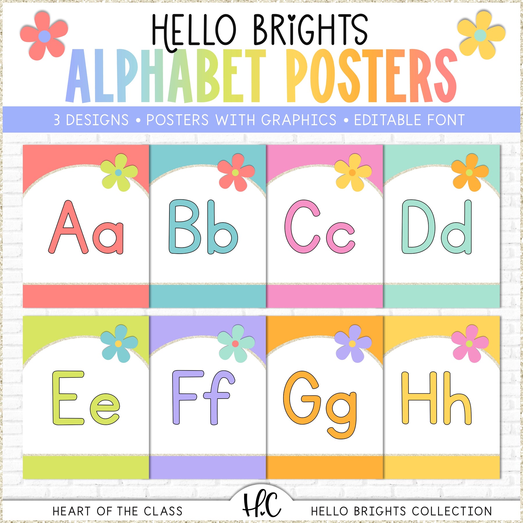Hello Brights Alphabet Posters – Heart of the Class