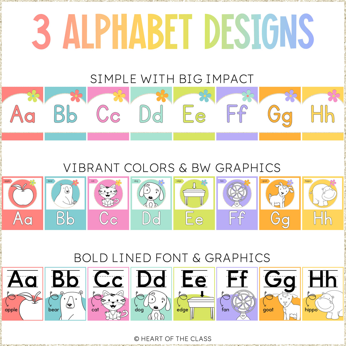 Hello Brights Alphabet Posters – Heart of the Class