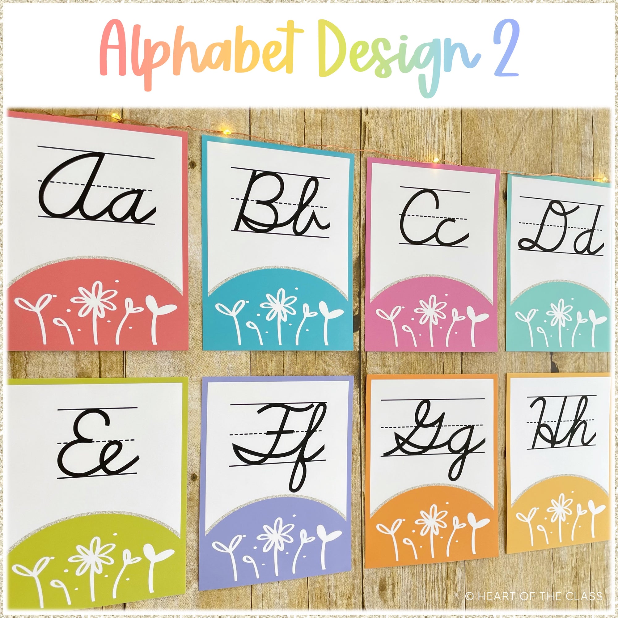 Hello Brights Cursive Alphabet Posters – Heart of the Class