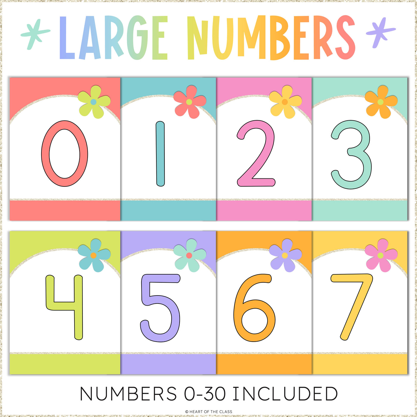 Hello Brights Number Posters – Heart of the Class