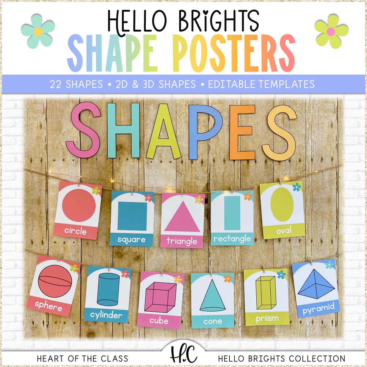 Hello Brights Classroom Shape Posters - 2D and 3D Shape Posters – Heart ...