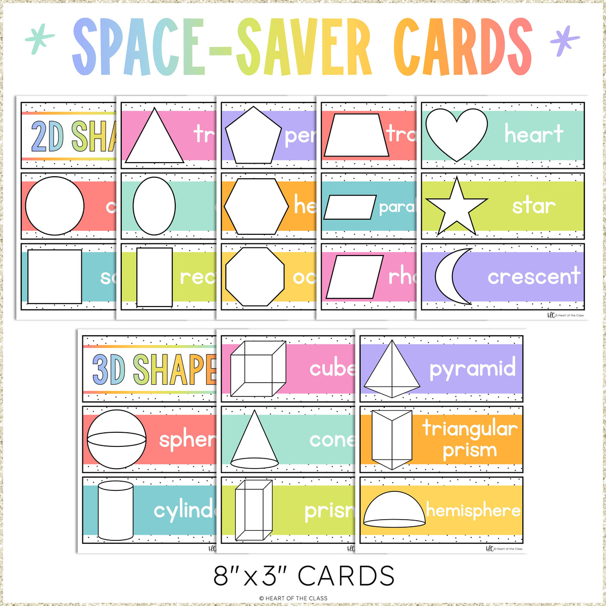 Hello Brights Classroom Shape Posters - 2D and 3D Shape Posters – Heart ...