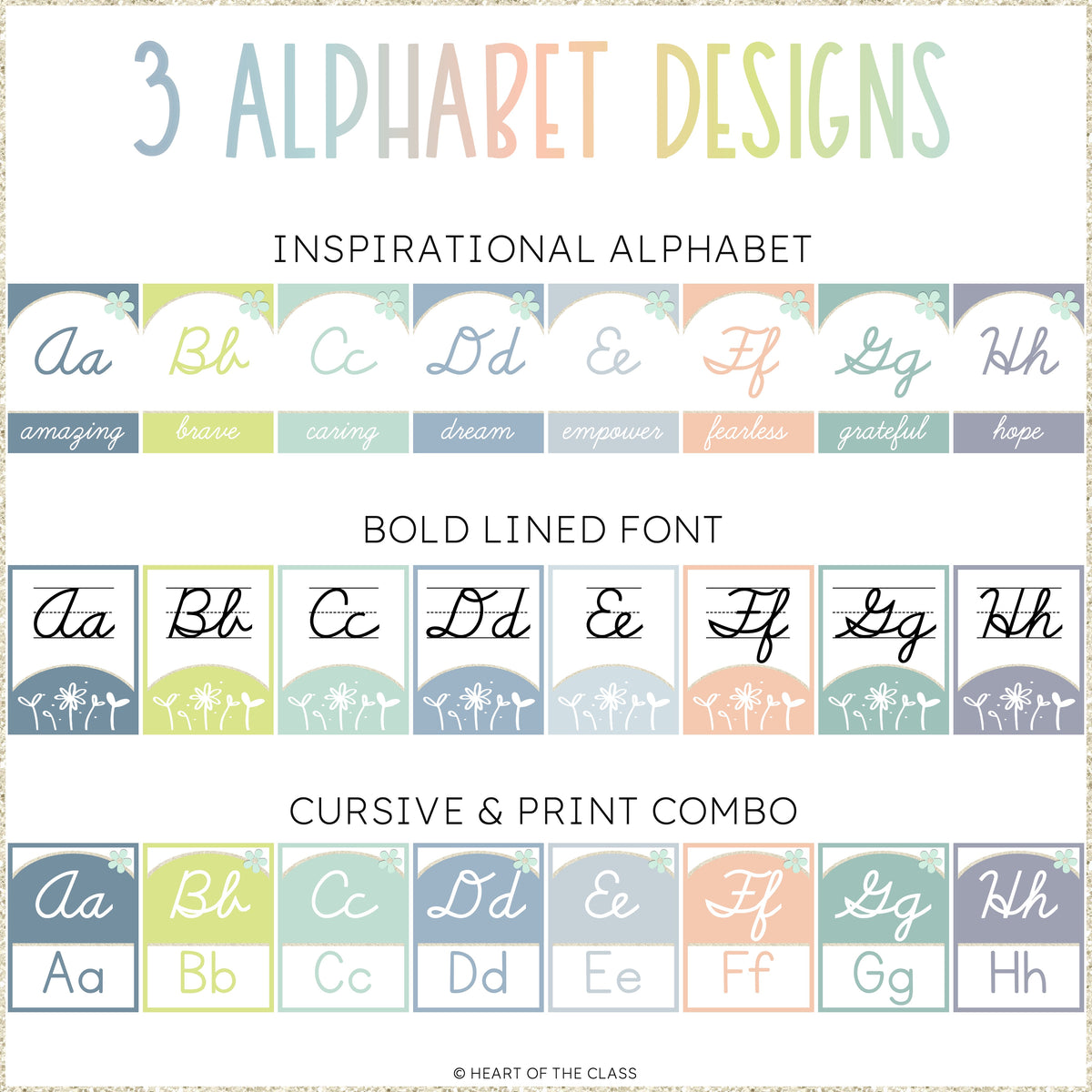 Hello Calm Classroom Cursive Alphabet Posters – Heart of the Class