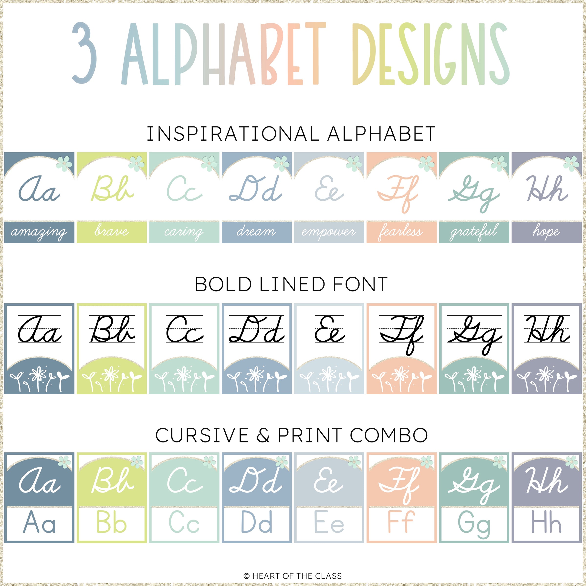 Hello Calm Classroom Cursive Alphabet Posters – Heart of the Class