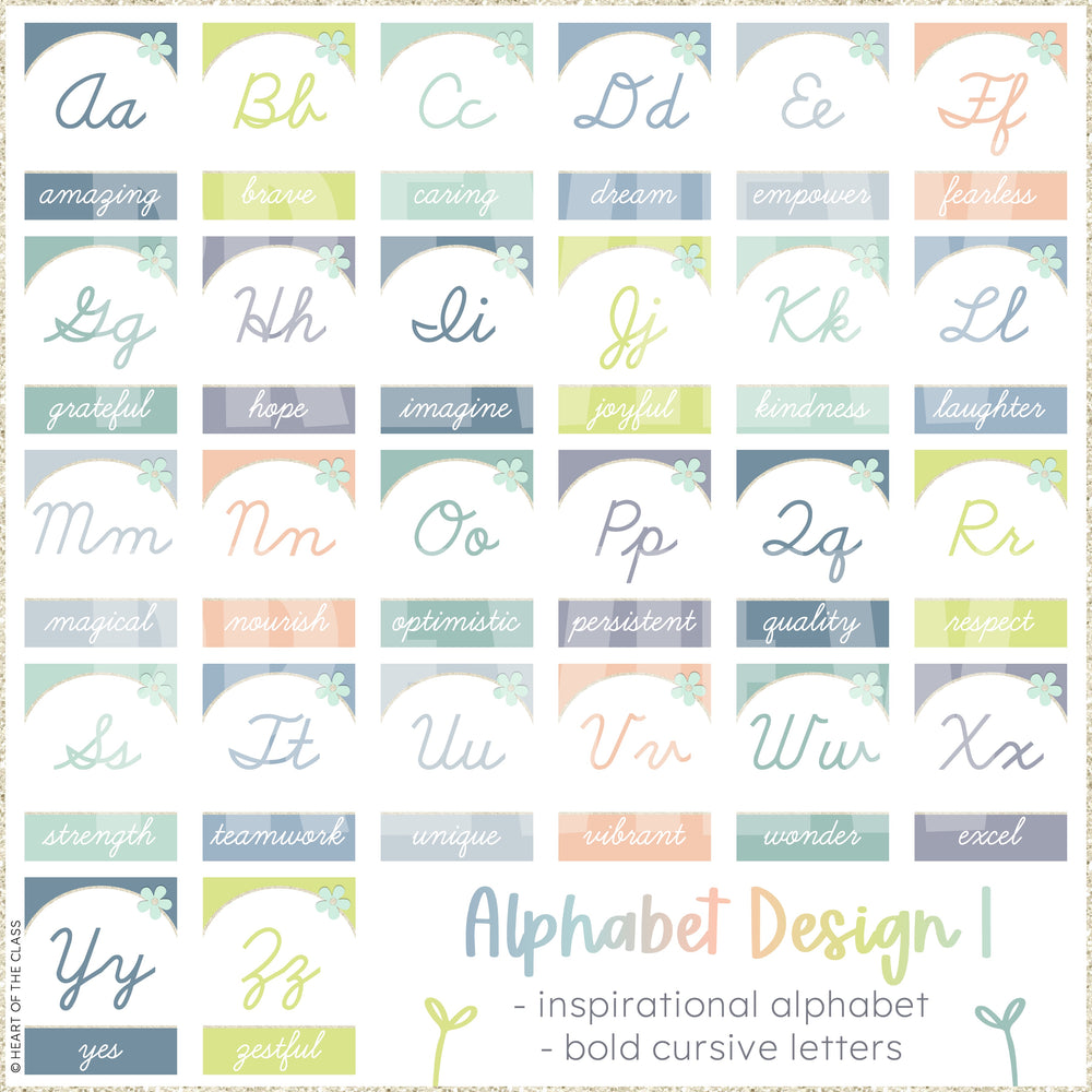 Hello Calm Classroom Cursive Alphabet Posters – Heart of the Class