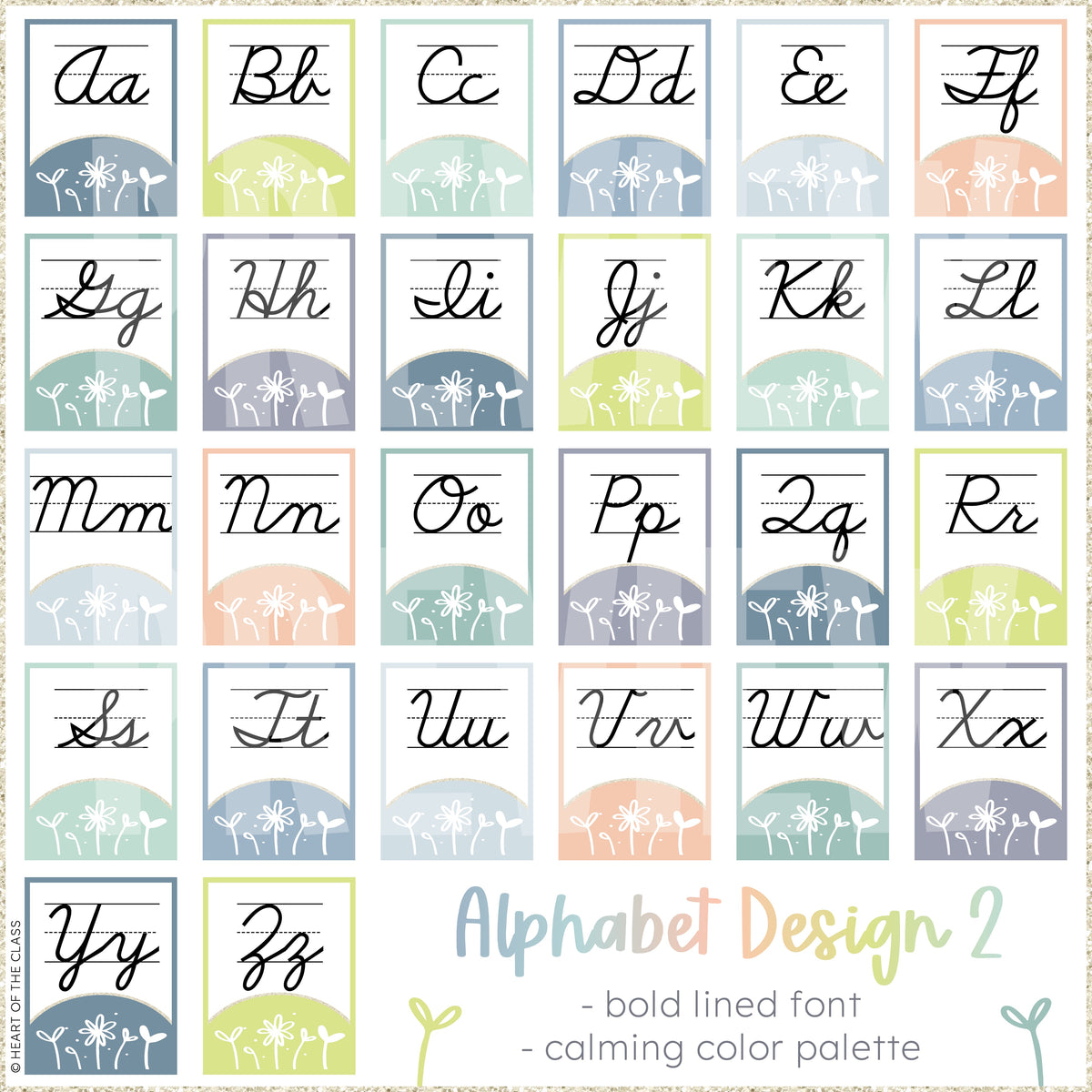 Hello Calm Classroom Cursive Alphabet Posters – Heart of the Class