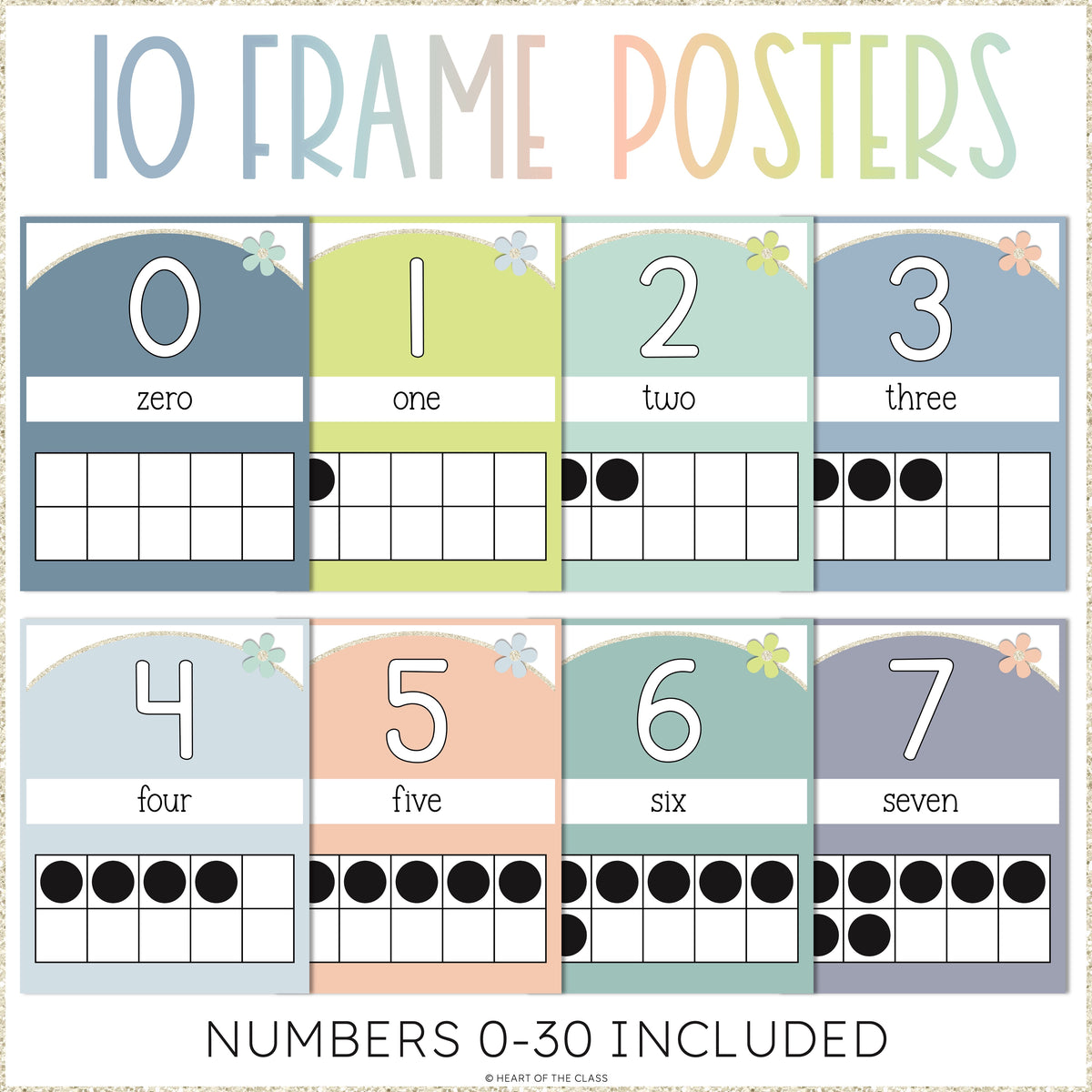 Hello Calm Number Posters with Ten Frames – Heart of the Class