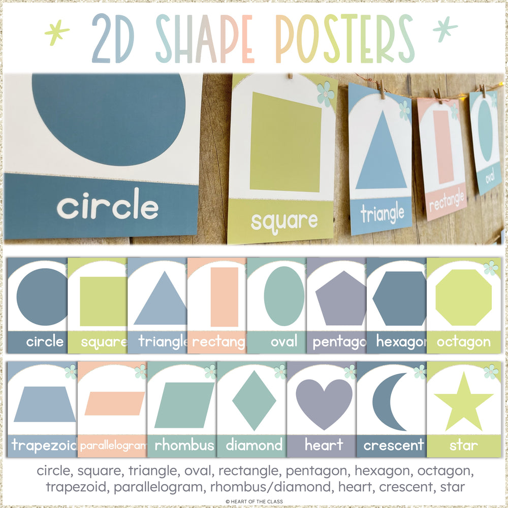 Hello Calm Classroom 2D and 3D Shape Posters – Heart of the Class