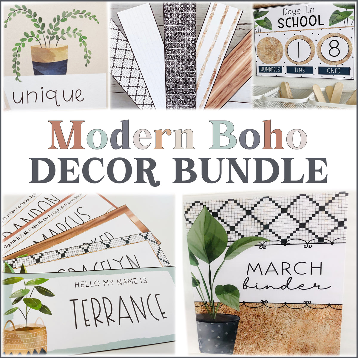 Modern Boho Classroom Decor BUNDLE – Heart of the Class