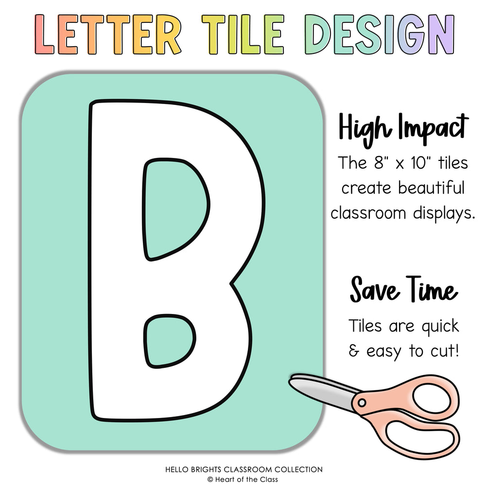Hello Brights Classroom Decor Printable Bulletin Board Letter Tiles ...