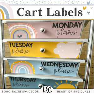 Boho Rainbow Rolling Cart Labels – Heart of the Class
