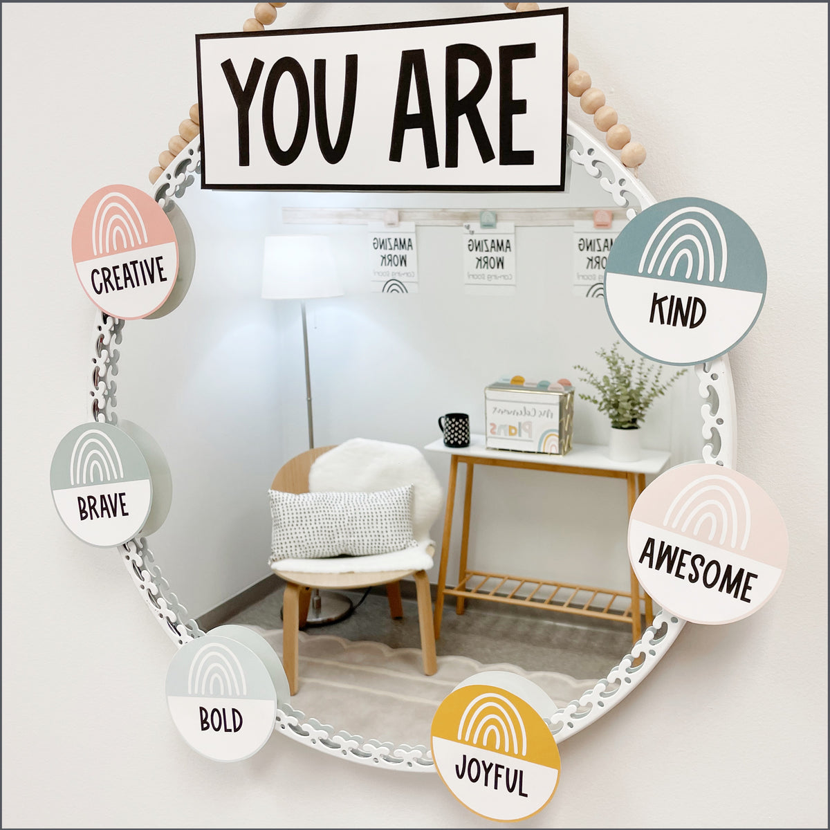 Boho Rainbow Classroom Affirmation Station – Heart of the Class