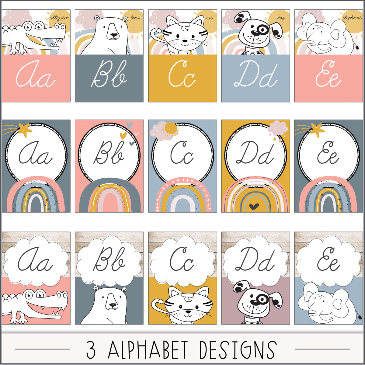 Boho Rainbow Cursive Alphabet Posters – Heart of the Class