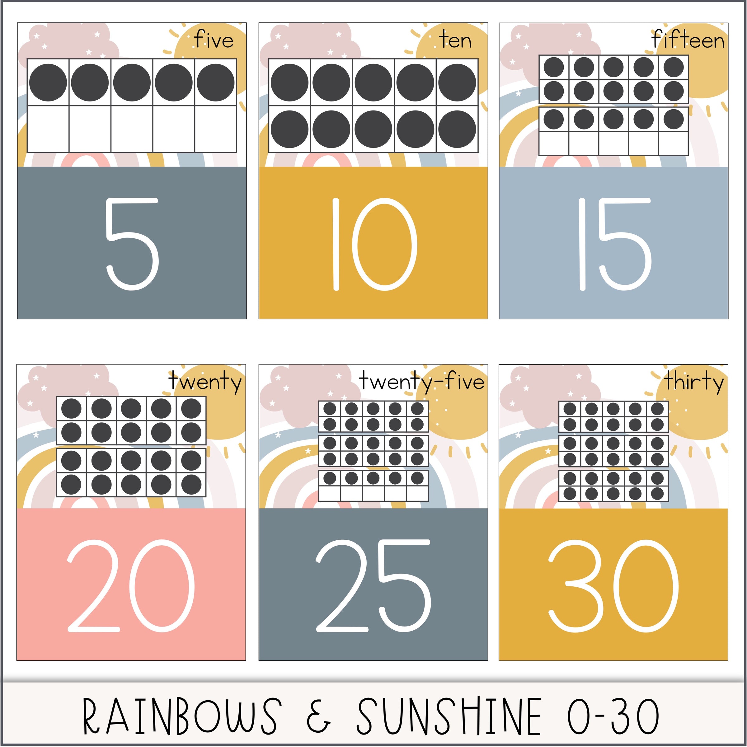 Boho Rainbow Number Posters – Heart of the Class