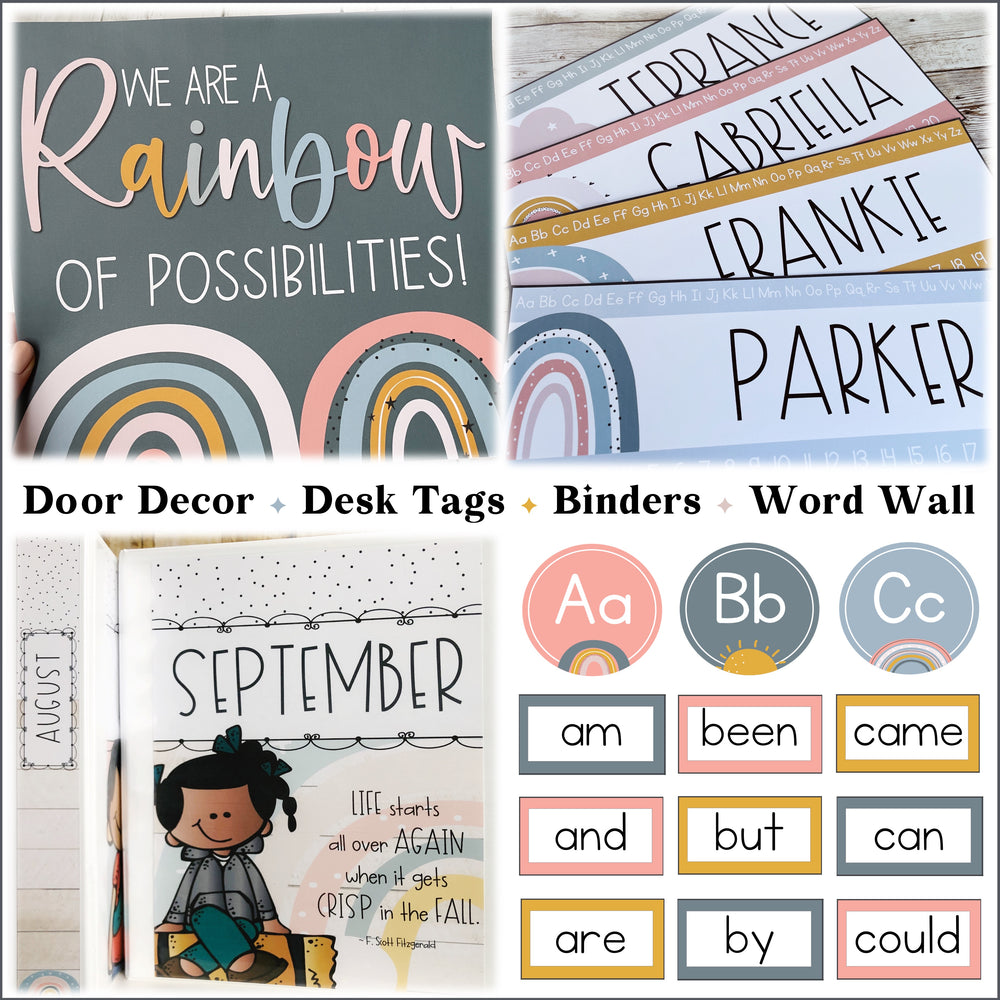 Boho Rainbow Classroom Decor BUNDLE – Heart of the Class