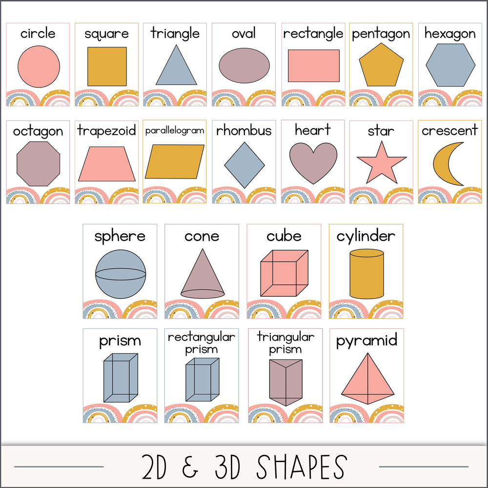 Boho Rainbow Shape Posters – Heart of the Class