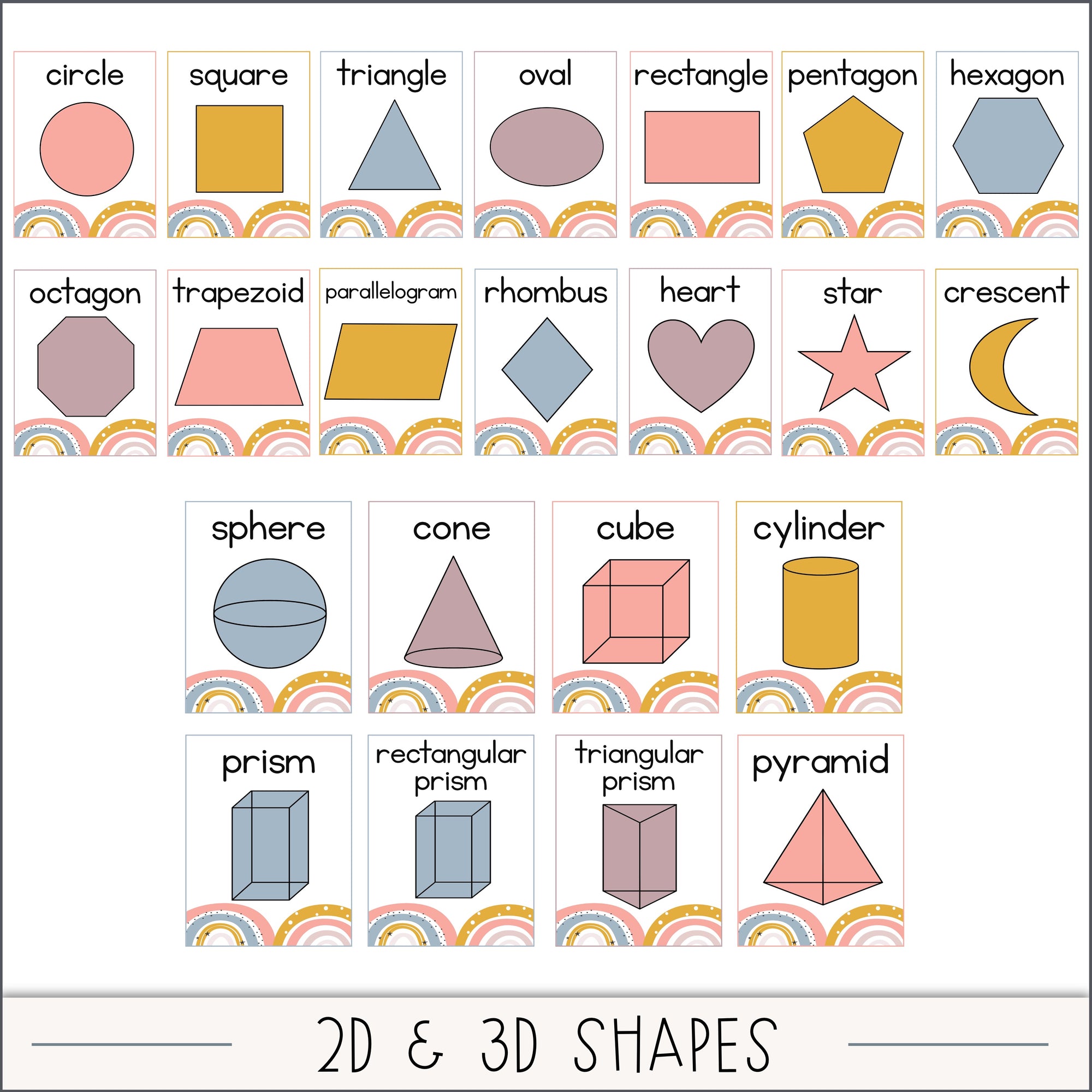 Boho Rainbow Shape Posters – Heart of the Class