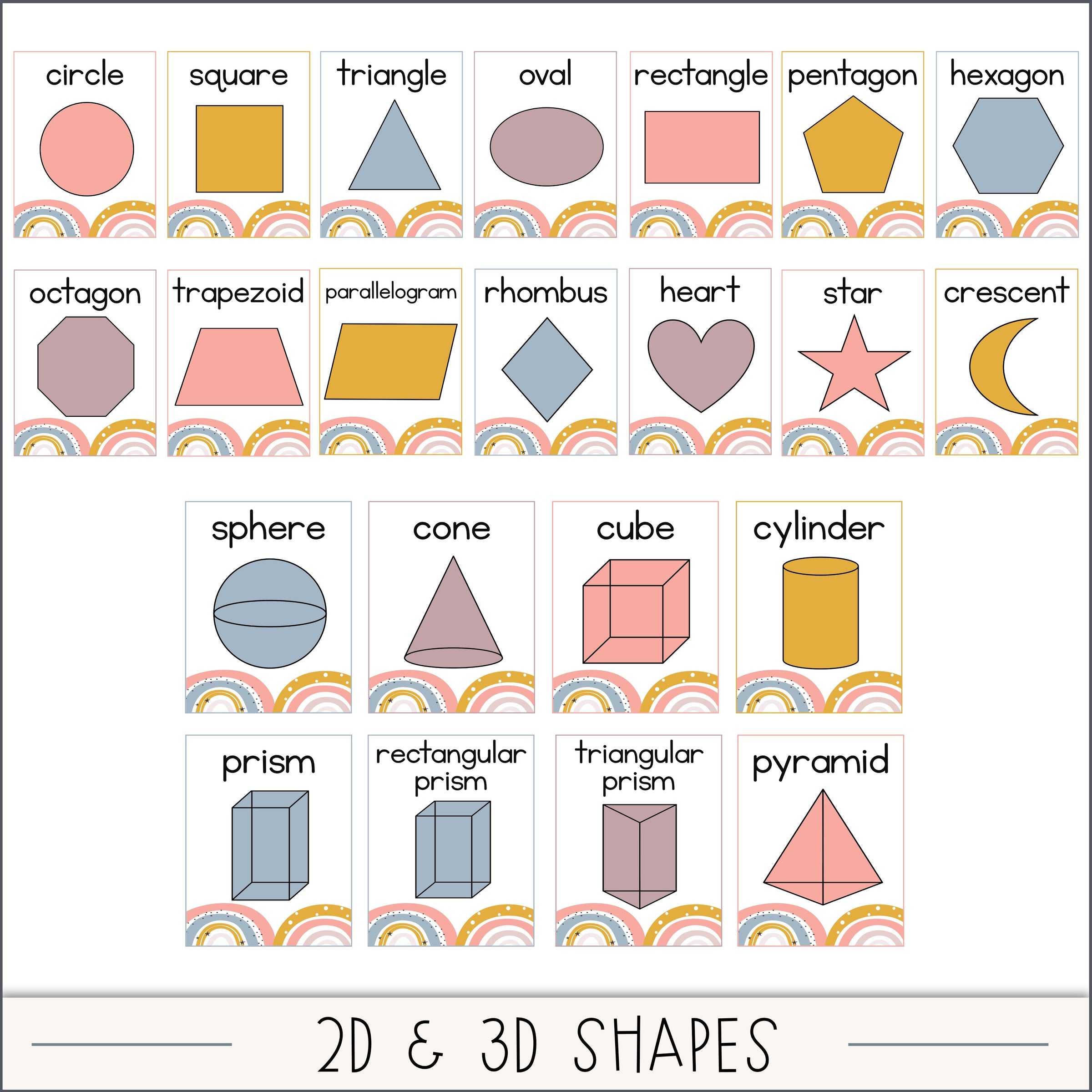 Boho Rainbow Shape Posters – Heart of the Class