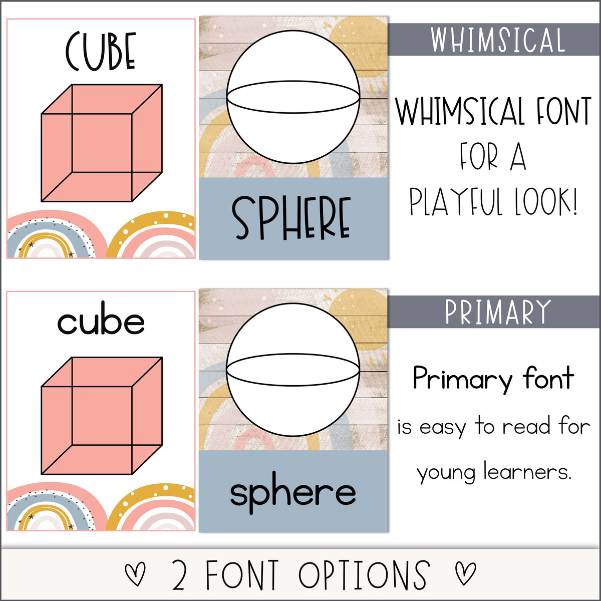 Boho Rainbow Shape Posters – Heart of the Class