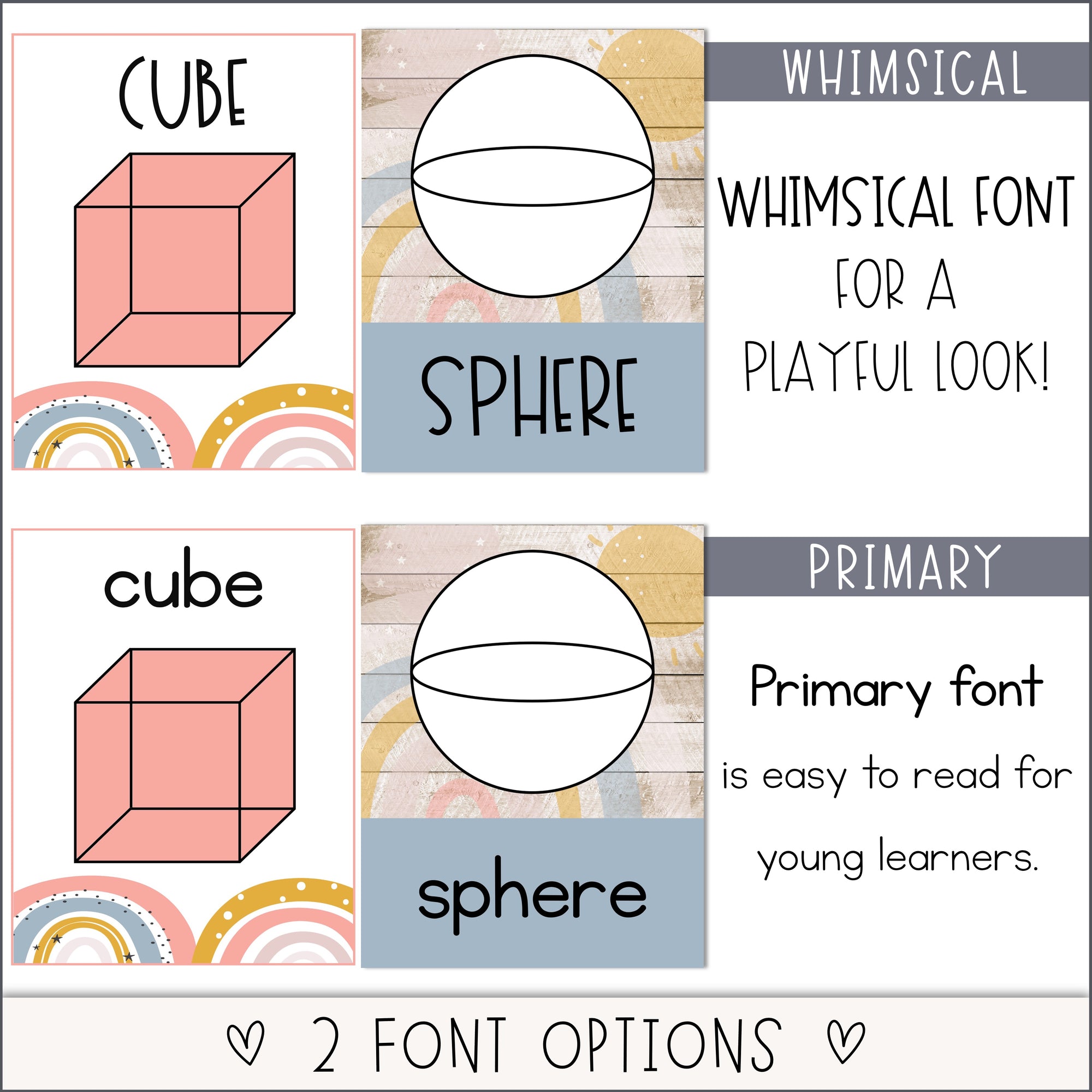 Boho Rainbow Shape Posters – Heart of the Class