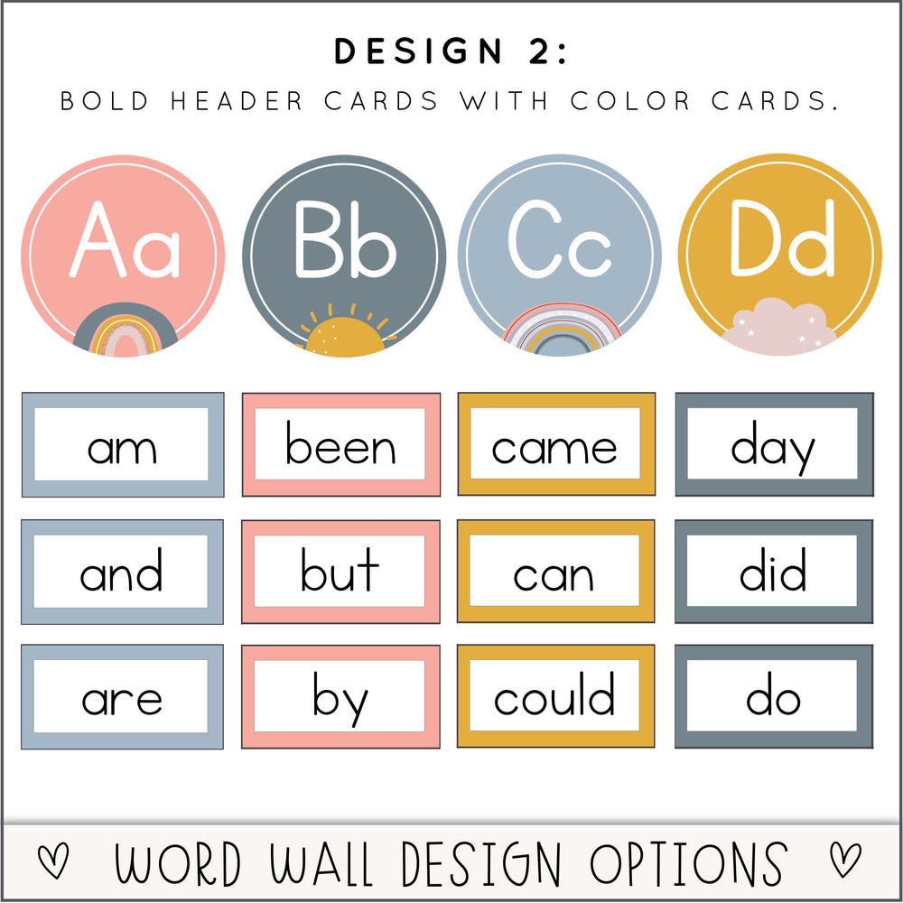Boho Rainbow Classroom Word Wall – Heart of the Class