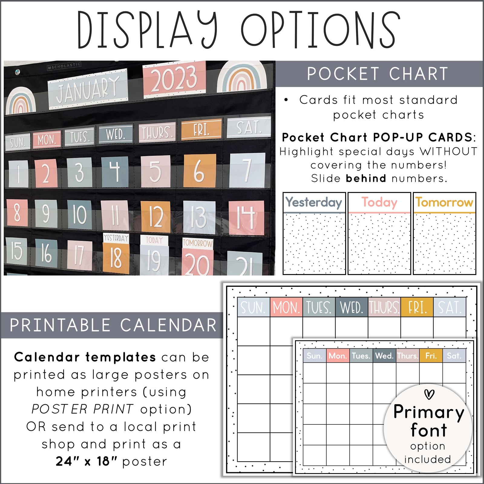 Boho Rainbow Classroom Calendar – Heart of the Class