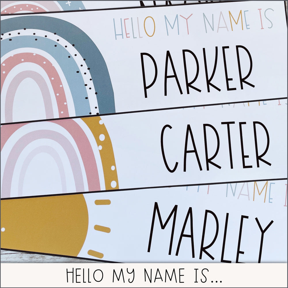 Boho Rainbow Desk Name Tags – Heart of the Class