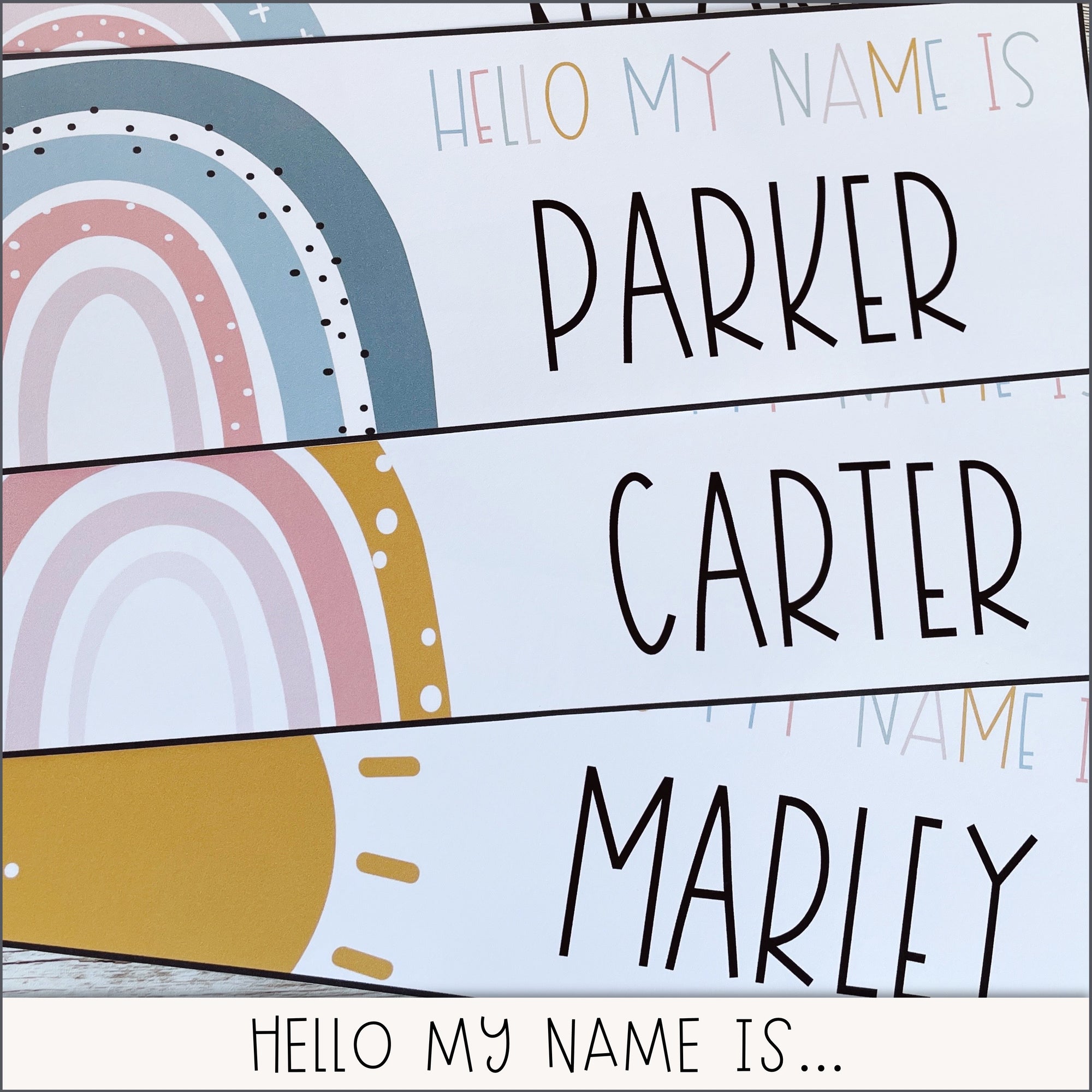Boho Rainbow Desk Name Tags – Heart of the Class